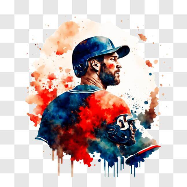Download Colorful Baseball Player Painting with Watercolor Splashes ...