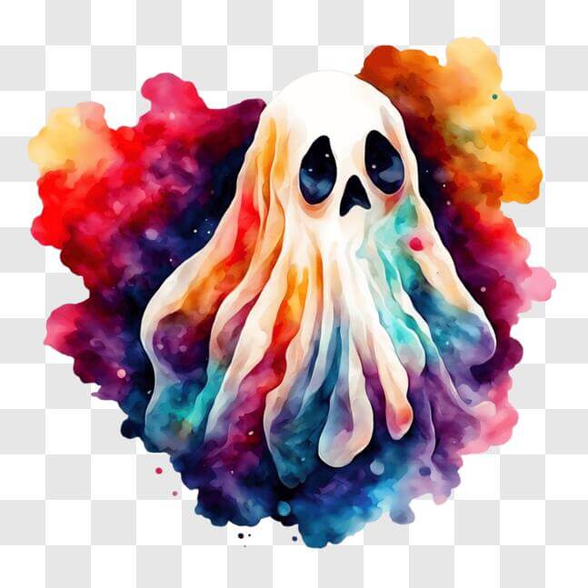 Download Colorful Ghost with Watercolor Splashes Art PNGs Online ...