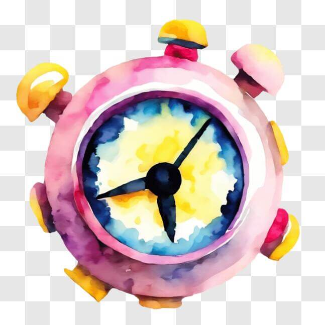 Download Colorful Watercolor Clock on Black Background PNGs Online ...
