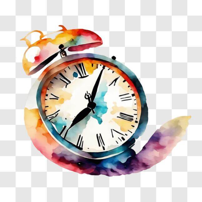 Download Colorful Watercolor Alarm Clock PNGs Online - Creative Fabrica