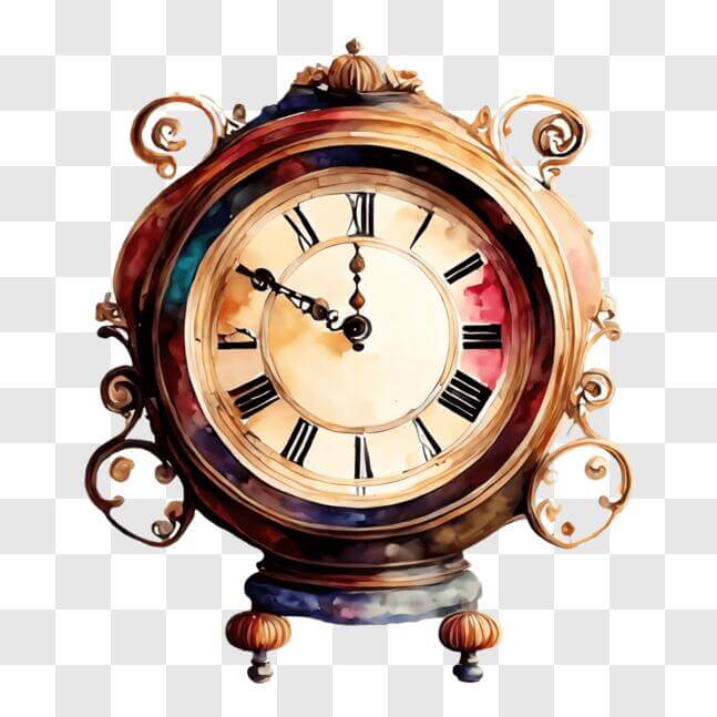 Download Ornate Clock with Colorful Patterns and Ornaments PNG Online ...