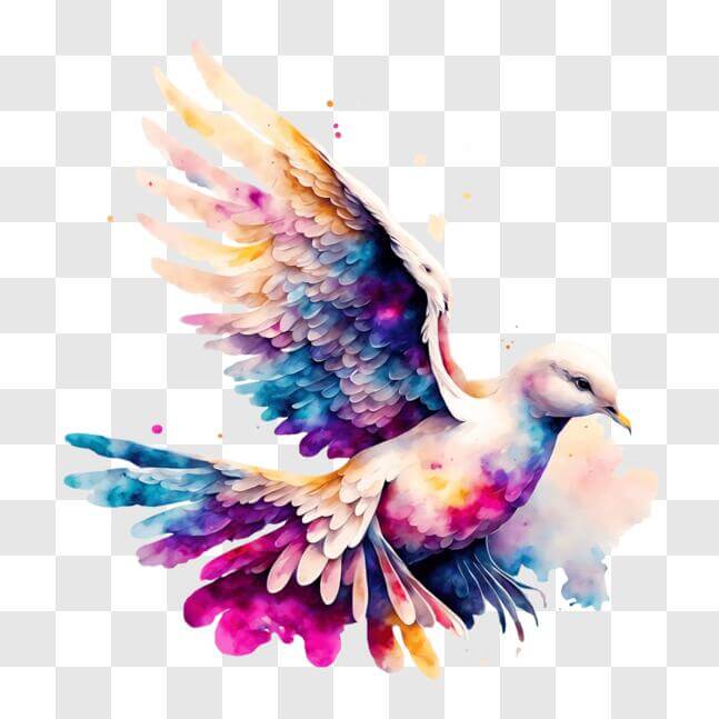 Download Colorful Dove Flying with Watercolor Splashes PNGs Online ...