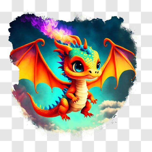 Download Brightly Colored Cartoon Dragon Flying in the Air PNGs Online ...