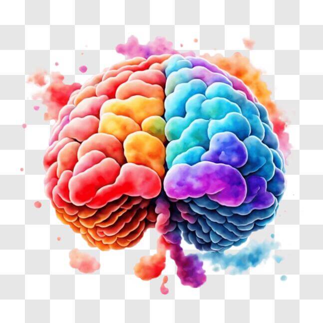 Download Colorful Brain Illustration for Learning and Neuroscience PNGs ...