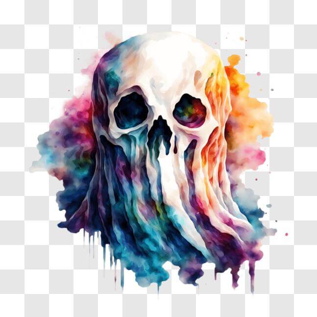Download Colorful Paint Splatter Skull on Abstract Background PNGs ...
