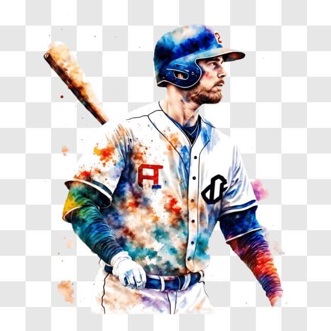 Download Colorful Baseball Player with Detroit Tigers Bat PNGs Online ...