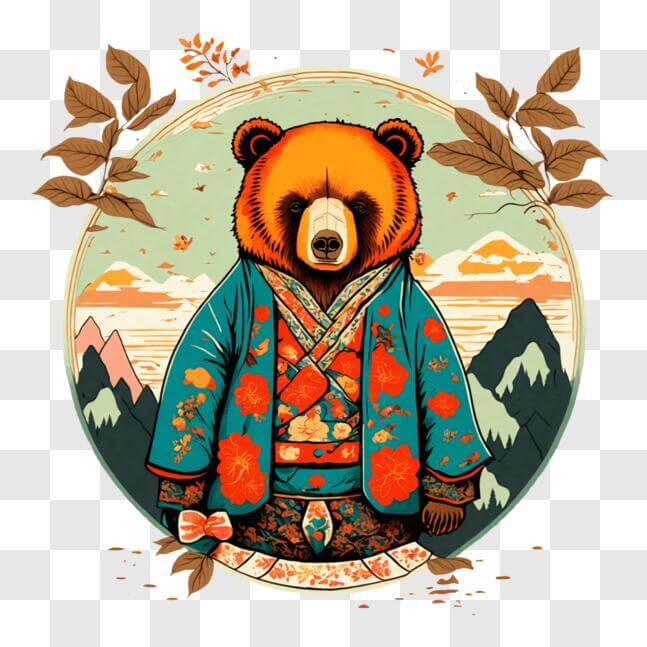 Download Brown Bear in Traditional Japanese Attire PNGs Online ...