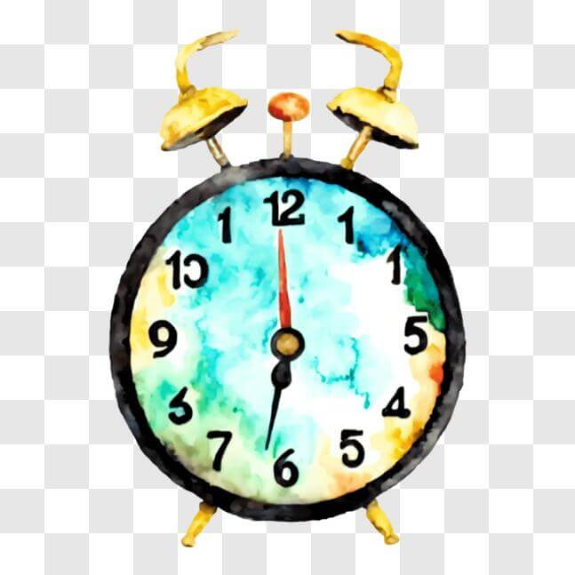 Download Colorful Watercolor Alarm Clock PNGs Online - Creative Fabrica