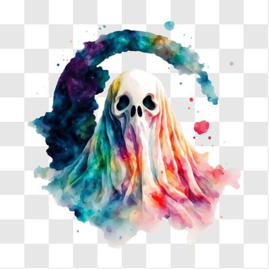 Download Colorful Ghost Painting with Hearts PNG Online - Creative Fabrica