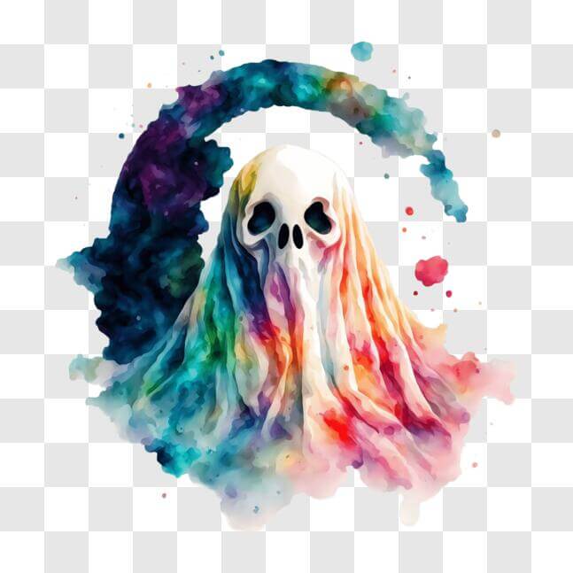 Download Colorful Painted Ghost with Crescent Moon PNGs Online ...