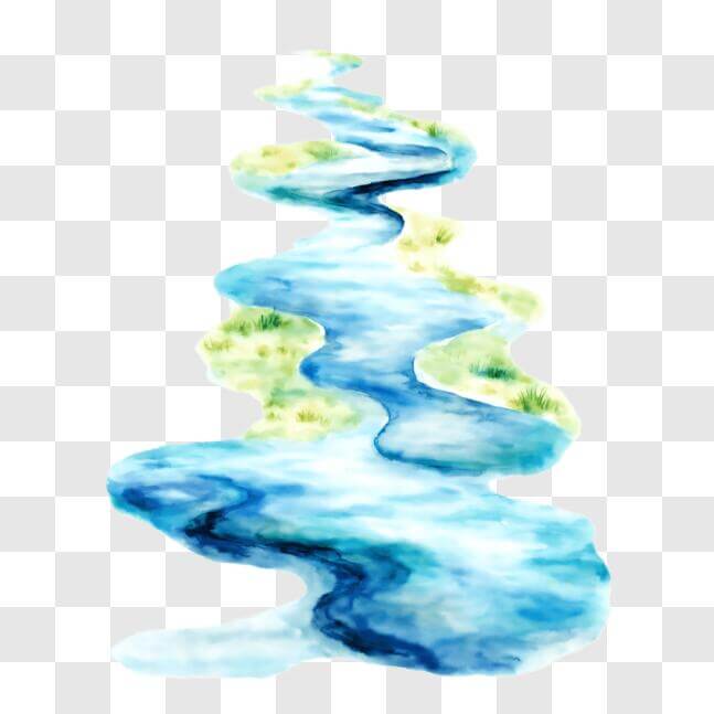 Download Watercolor River Landscape Painting PNGs Online - Creative Fabrica
