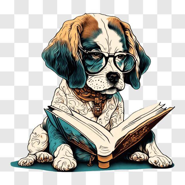 Download Beagle Dog Reading a Book PNGs Online - Creative Fabrica
