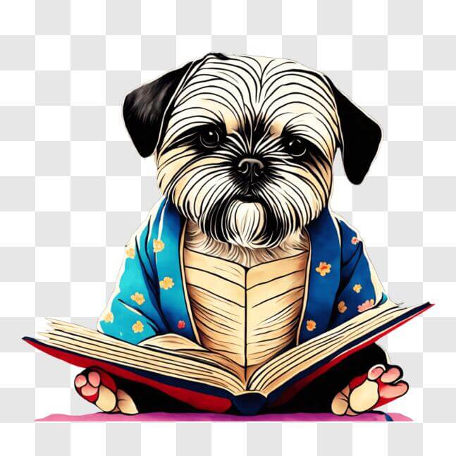 Download Cute Dog Reading a Book PNGs Online - Creative Fabrica