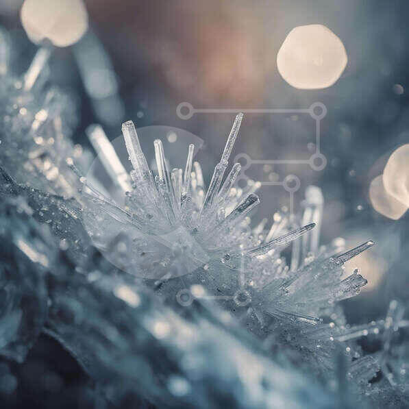 Beautiful Snow-Covered Ice Crystal Close-up stock photo | Creative Fabrica