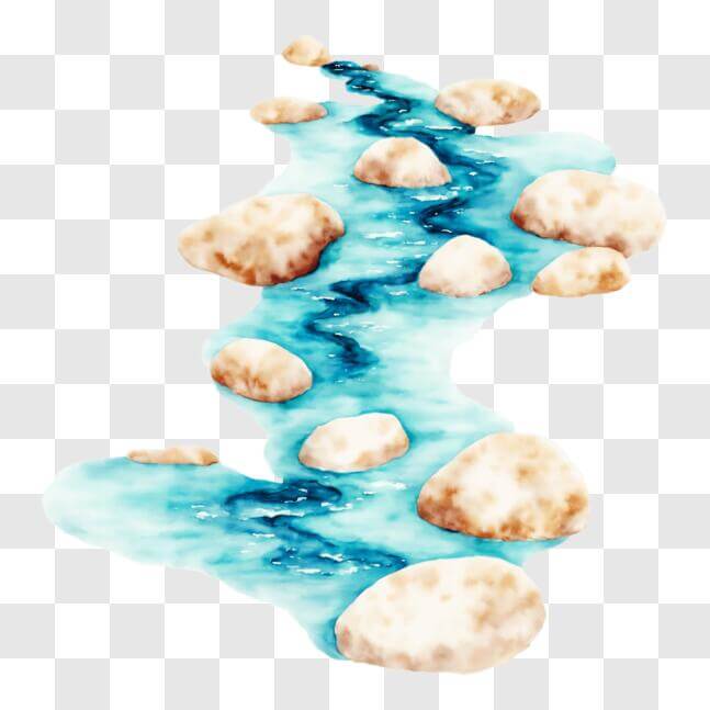 Download Blue River Flowing Through Rocks and Boulders PNGs Online ...