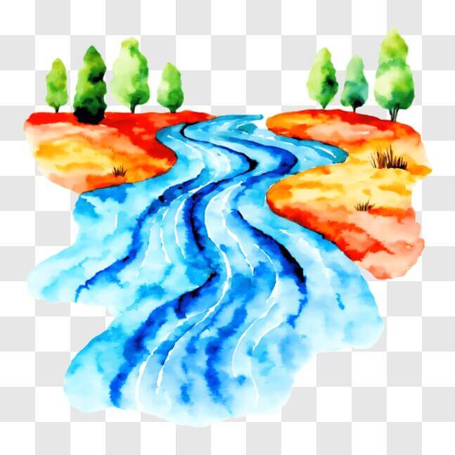 Download Idyllic River Landscape with Trees PNGs Online - Creative Fabrica