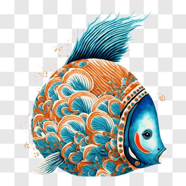 Download Unique Fish Design in Orange and Blue PNGs Online - Creative ...