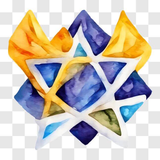 Download Watercolor Star of David Illustration with Blue, Yellow, and ...