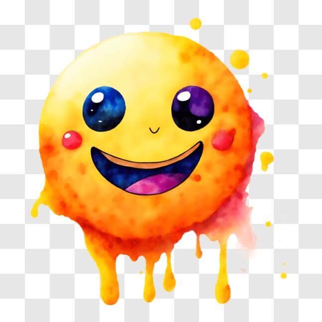 Download Yellow Smiley Face with Dripping Paint - Abstract Emoticon ...