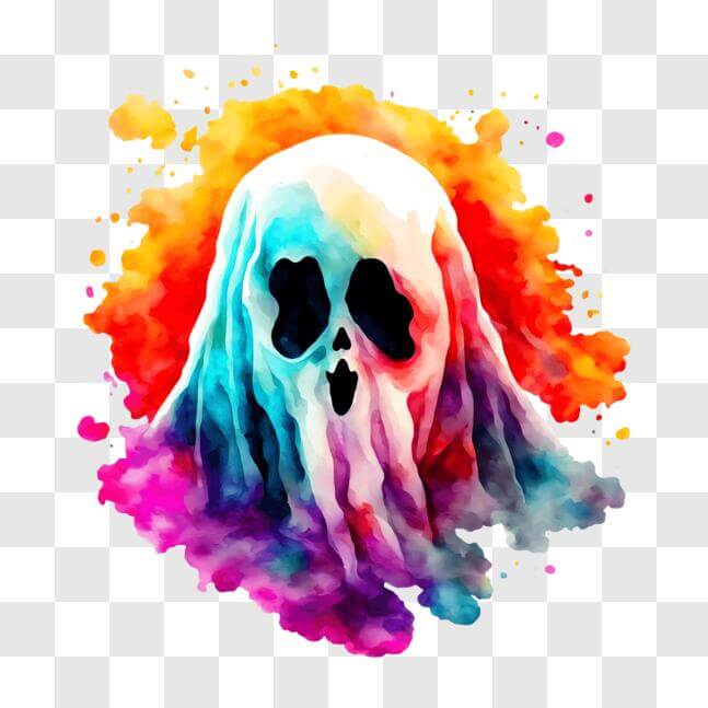 Download Abstract Ghost with Colorful Paint Splashes on Background PNGs ...