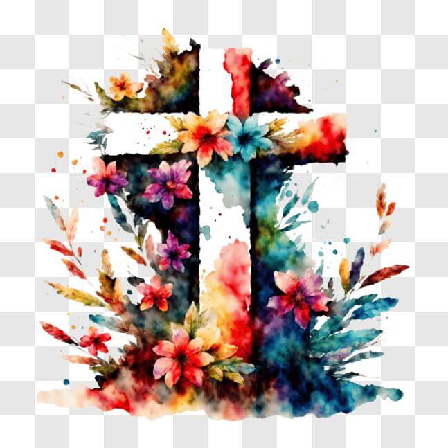 Download Colorful Flower Cross for Easter Decoration PNGs Online ...