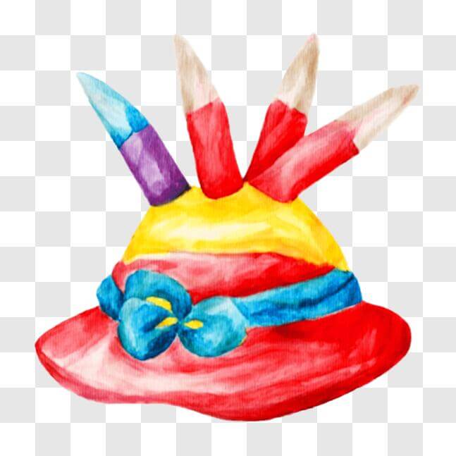 Download Colorful Hat with Colored Pencils PNGs Online - Creative Fabrica
