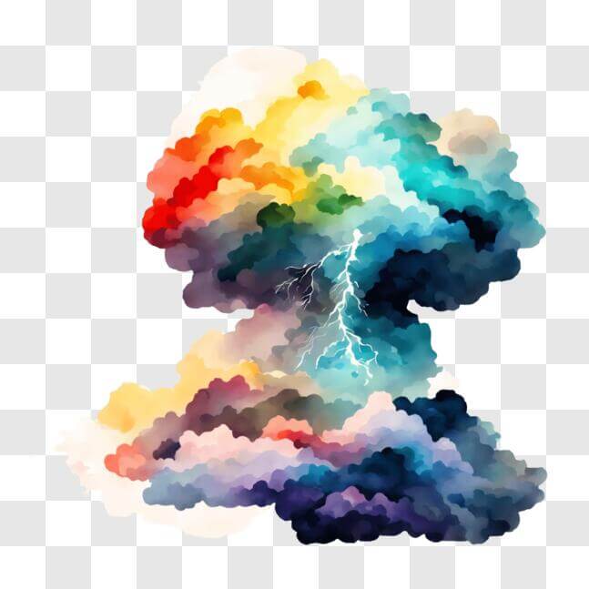 Download Colorful Cloud with Lightning Bolts - Illustration PNGs Online ...