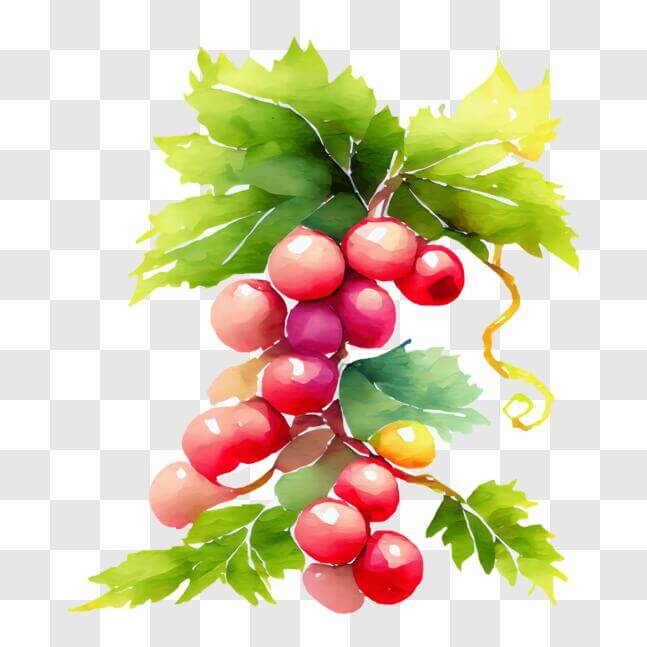 Download Bounty of Nature: Cluster of Red Grapes on Vine PNGs Online ...