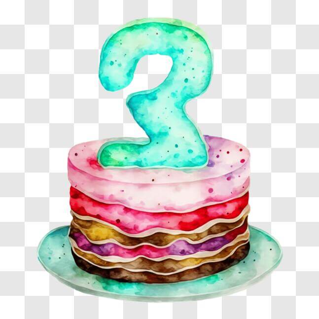 Descarga Pastel de cumpleaños colorido con el número 3 PNGs En Línea ...