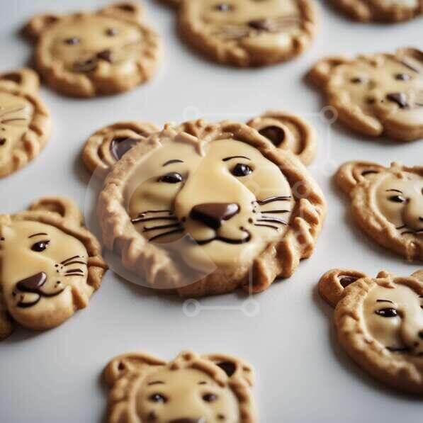 Delicious Lion-shaped Cookies with Brown Frosting stock photo ...