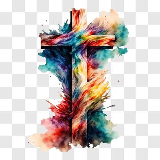 Download Colorful Cross with Paint Splashes PNGs Online - Creative Fabrica