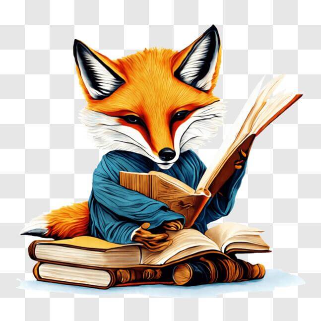 Download Adorable Fox Reading Book PNGs Online - Creative Fabrica
