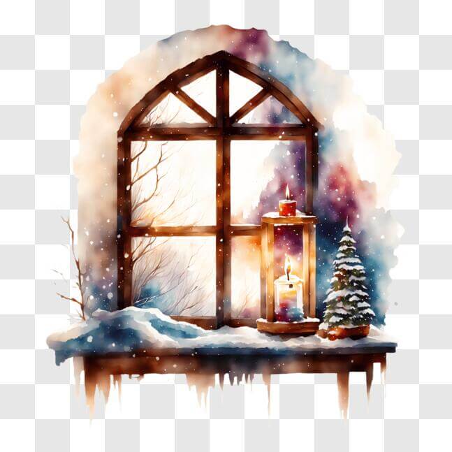 Download Snowy Window with Christmas Decorations and Icicles PNGs ...