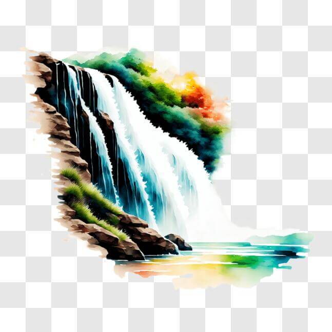 Download Abstract Watercolor Painting of a Colorful Waterfall PNGs ...