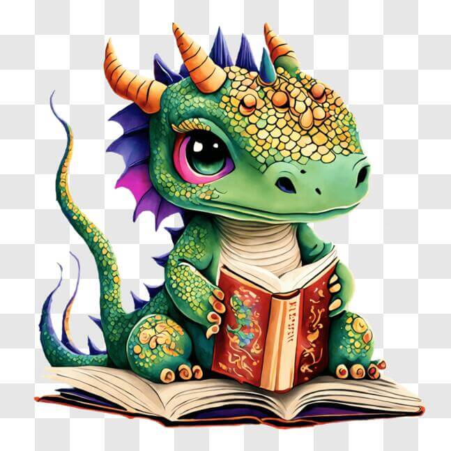 Download Green Dragon Sitting on an Open Book - Illustration for ...