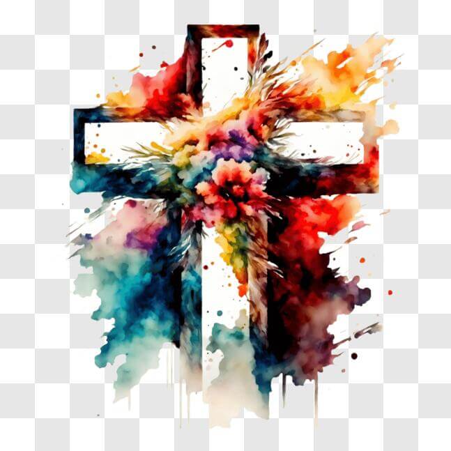 Download Colorful Paint Splatter Cross for Christian Faith and ...