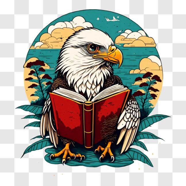 Download Eagle reading a book on the ground PNGs Online - Creative Fabrica