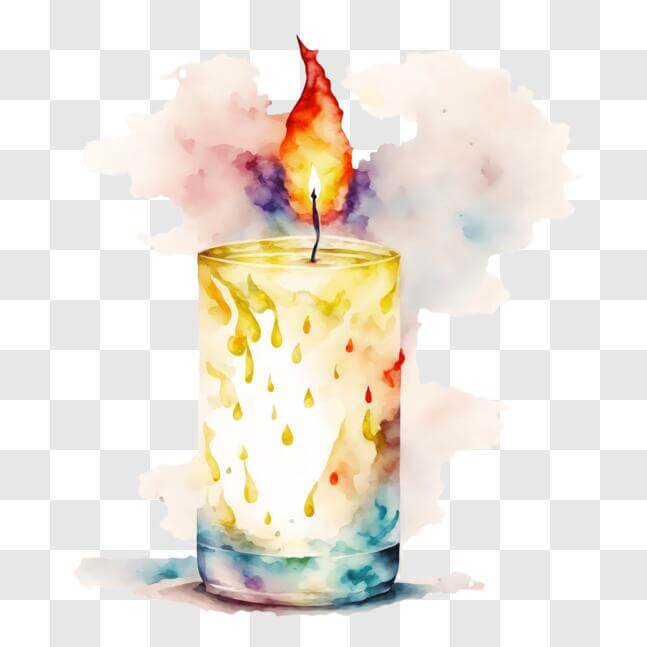 Download Abstract Watercolor Painting of Unlit Candle on Clouds PNGs ...