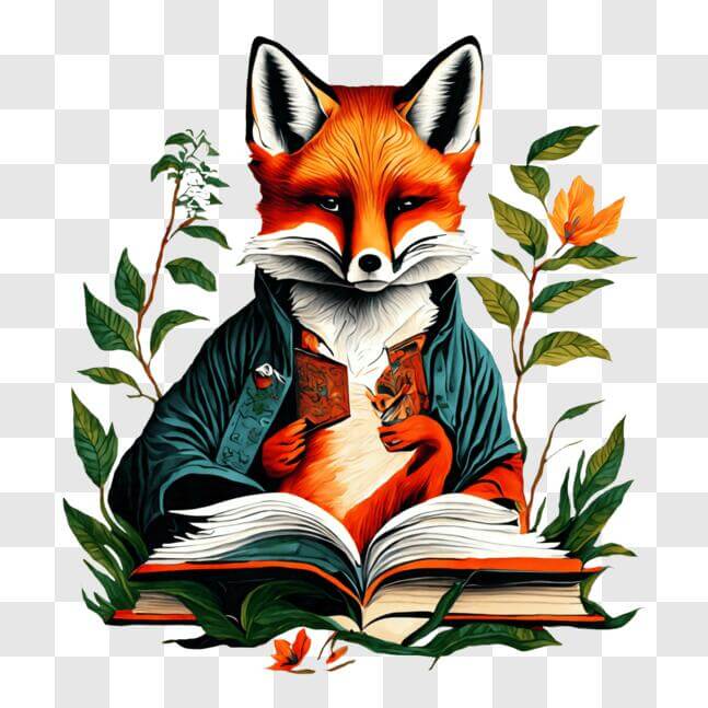 Download Adorable Fox Reading a Book PNGs Online - Creative Fabrica