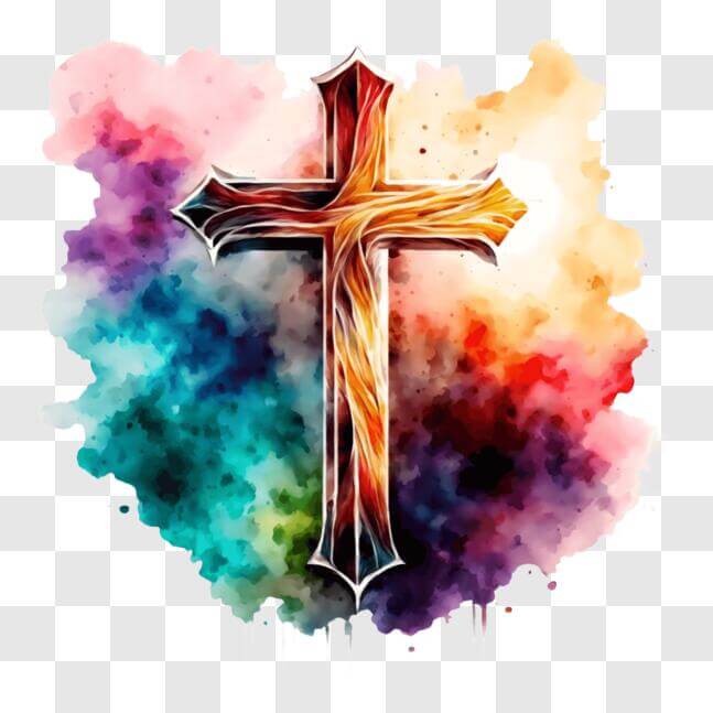 Download Colorful Cross with Watercolor Splashes PNGs Online - Creative ...