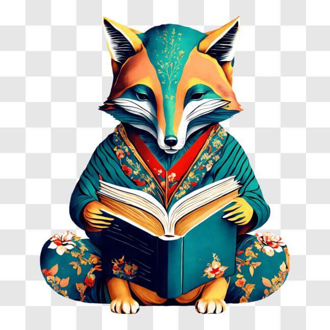 Download Colorful Fox Reading a Book PNGs Online - Creative Fabrica