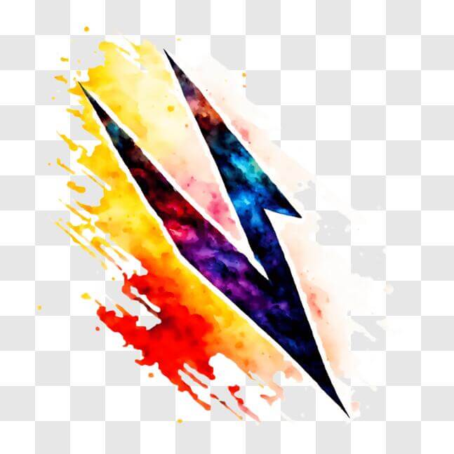 Download Colorful Lightning Bolt with Watercolor Splashes PNGs Online ...
