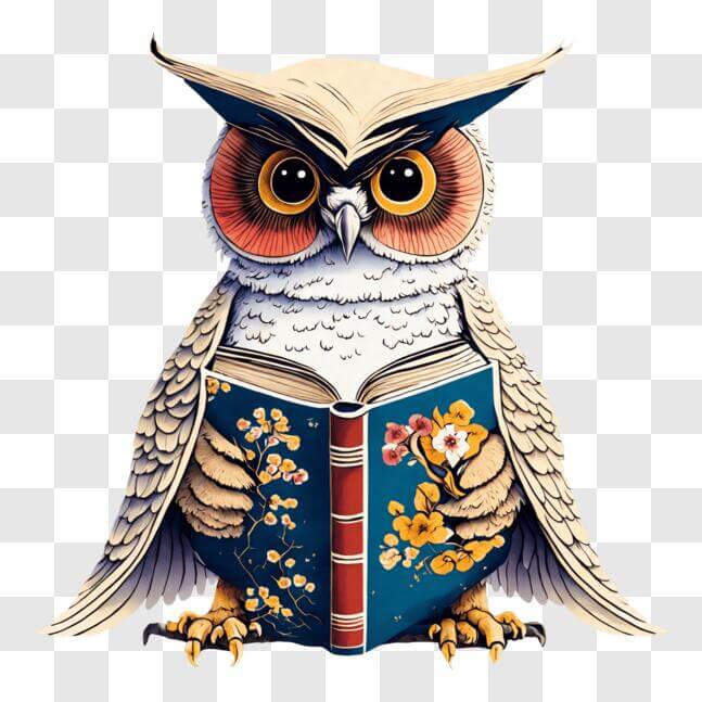 Download Educational Owl Reading a Book PNGs Online - Creative Fabrica