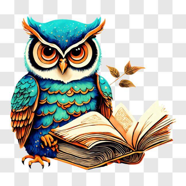 Descarga Búho Colorido Leyendo un Libro PNGs En Línea - Creative Fabrica