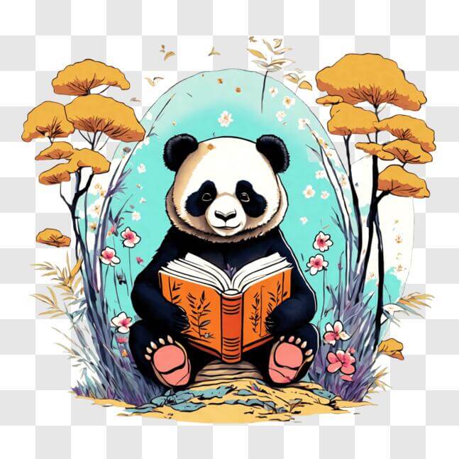 Download Panda Bear Reading a Book in the Grass PNGs Online - Creative ...