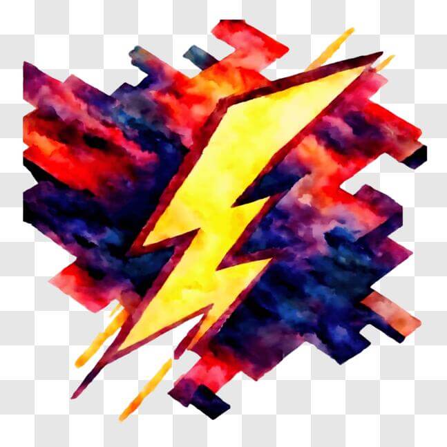 Download Colorful Lightning Bolt on Abstract Background PNGs Online ...