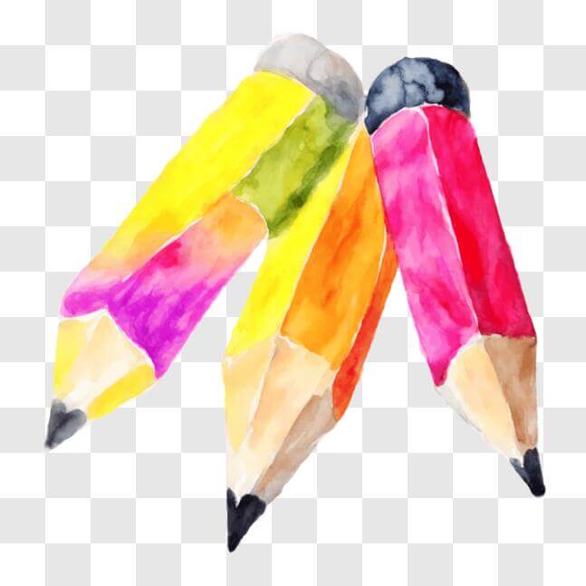 Download Colorful Watercolor Pencils Painting PNGs Online - Creative ...