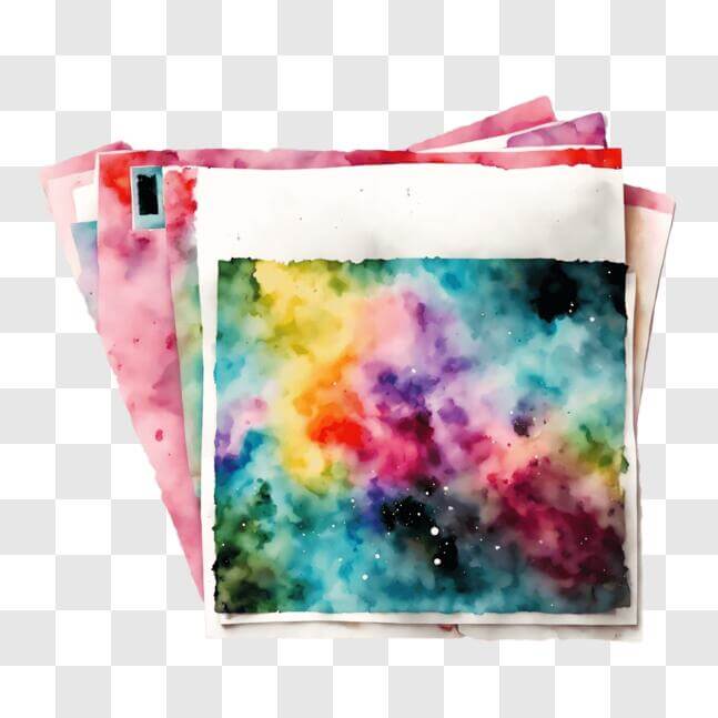 Download Colorful Watercolor Paper Stack with Unique Designs PNGs ...