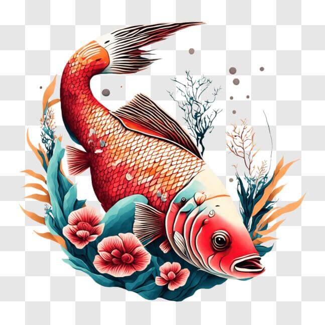 Download Illustration of a Colorful Fish in Water with Surrounding ...