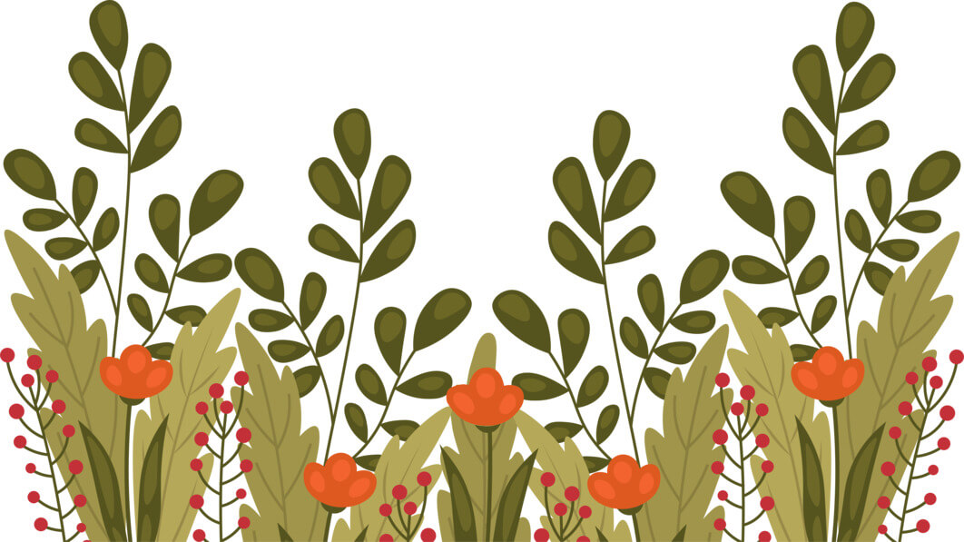 Download Floral Border of Green Plants, Flowers, and Berries Borders ...